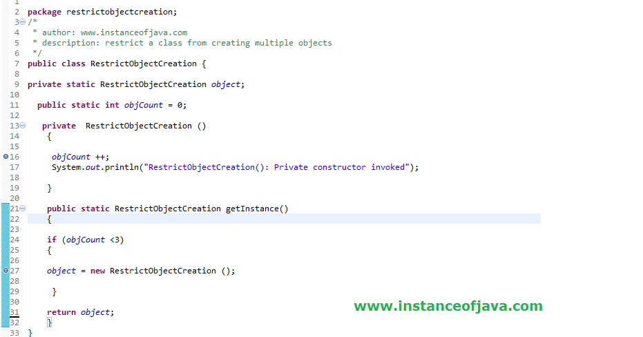 Java Example Program To Restrict A Class From Creating Not More Than