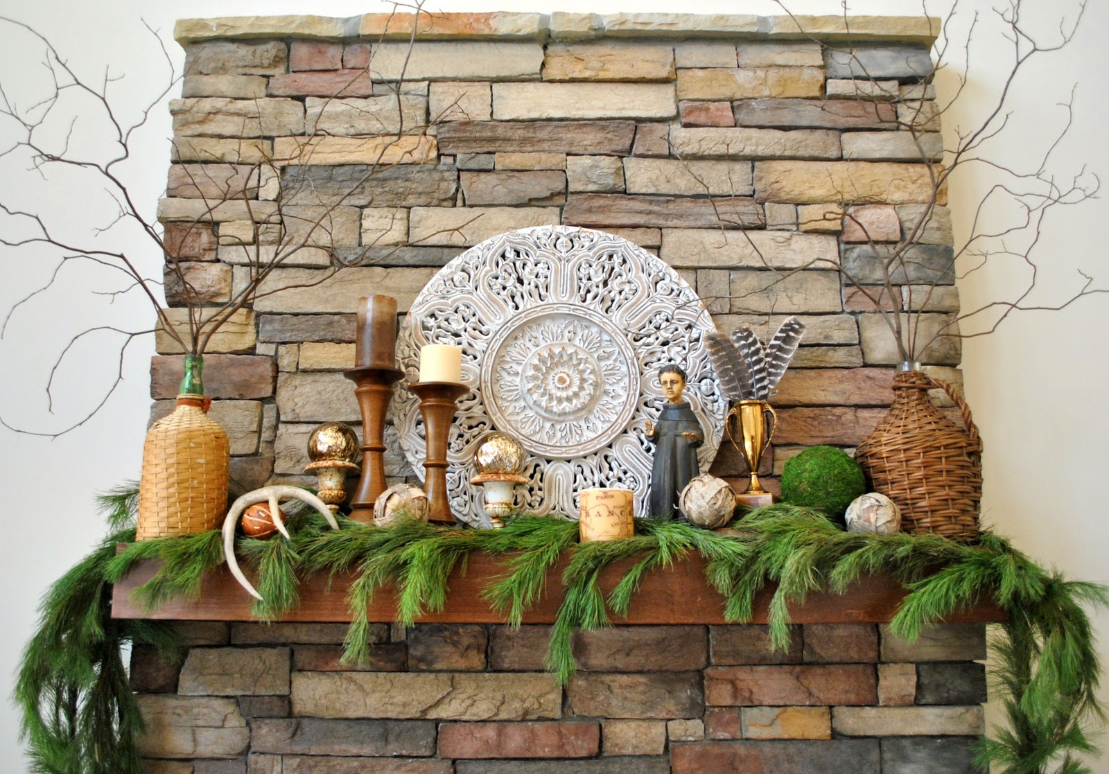 Sophia's: Rustic Stone Christmas Mantel