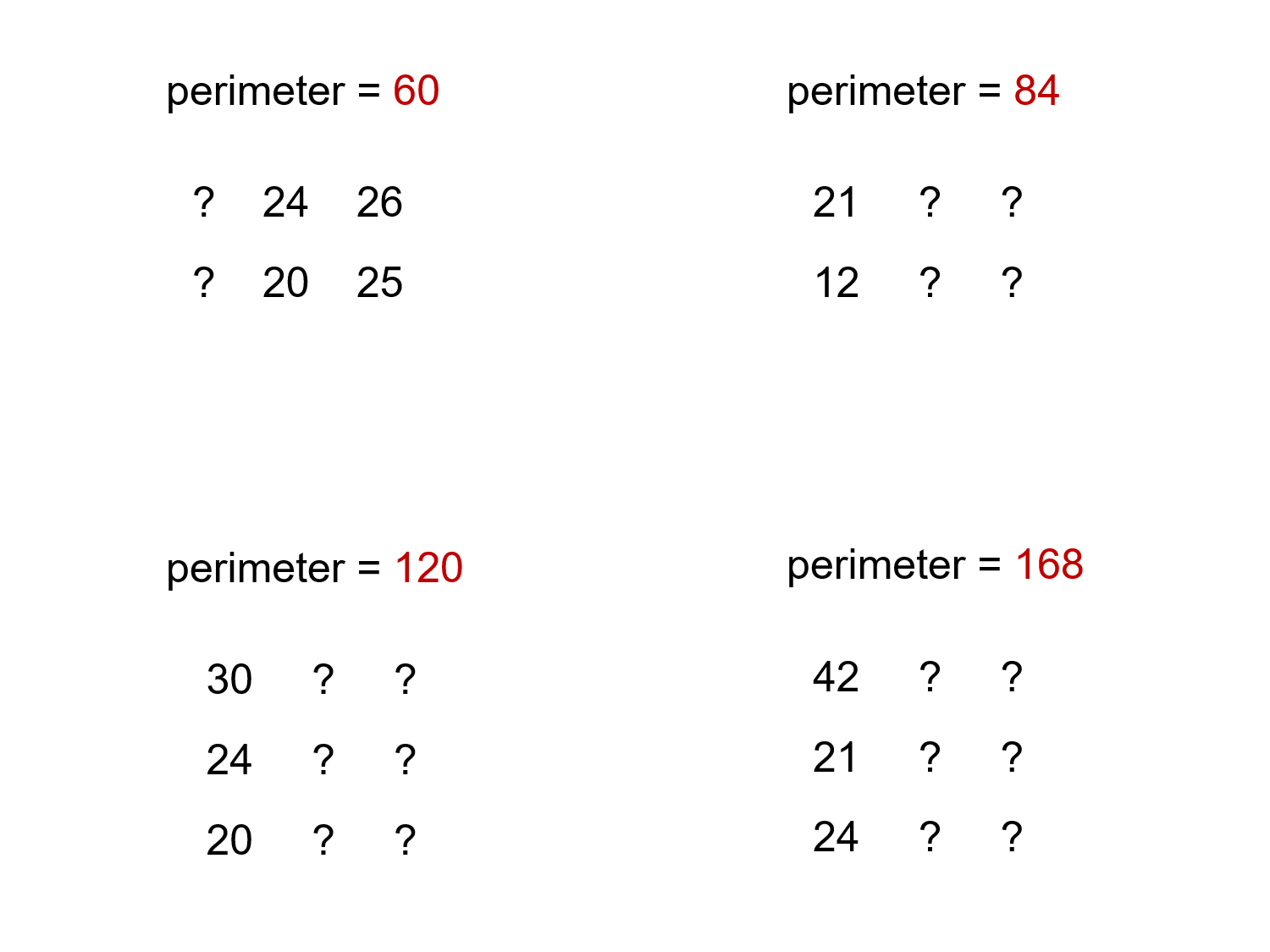 MEDIAN Don Steward mathematics teaching: perimeters of triple triangles