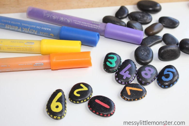 Painted Rock Number Activities for Toddlers & Preschoolers - Messy ...