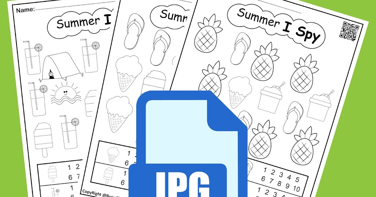 Set of Summer I spy numbers coloring pages