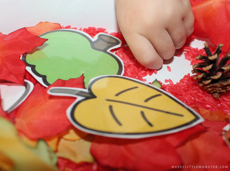 Fall Leaf sensory Bin - Messy Little Monster