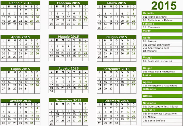 Calendario : Calendario 2015 annuale
