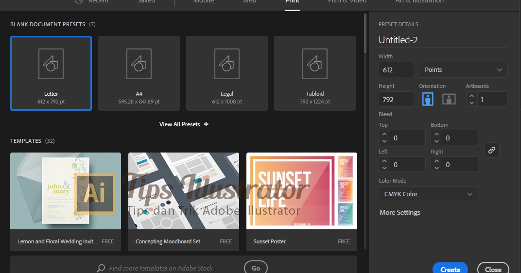 Membuat dokumen baru pada Adobe Illustrator - Tips Illustrator