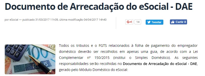 DUARTE CONTÁBIL: Documento de Arrecadação do eSocial - DAE