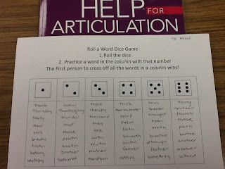 Liz's Speech Therapy Ideas: Roll a Word Articulation Game