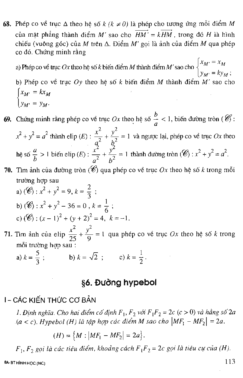 Bài Tập Hình Học 10 Nâng Cao - Bài 6: Đường hypebol - Sách Giáo Khoa ...