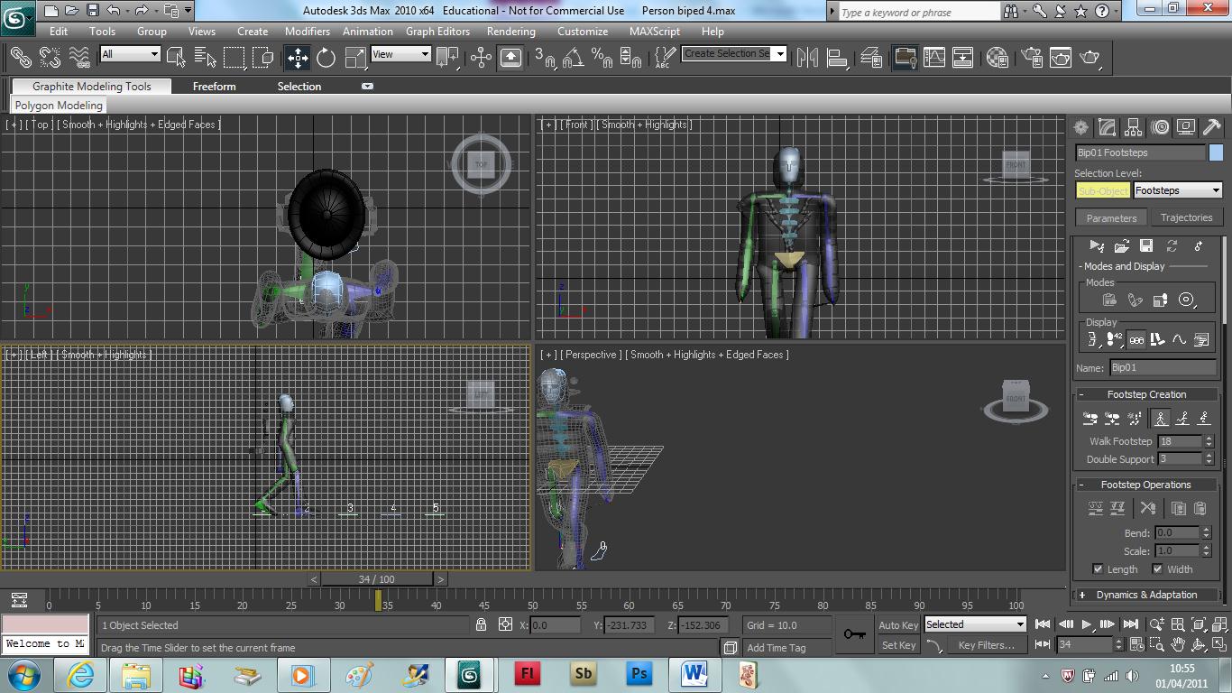 3D Modelling and Animation: Biped Character Movement