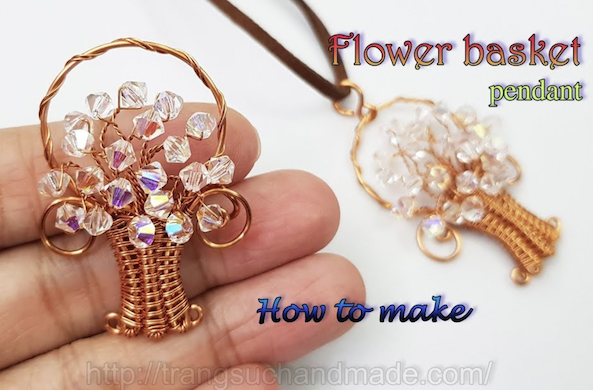 Wire Wrapped Flower Basket Pendant Tutorial / The Beading Gem