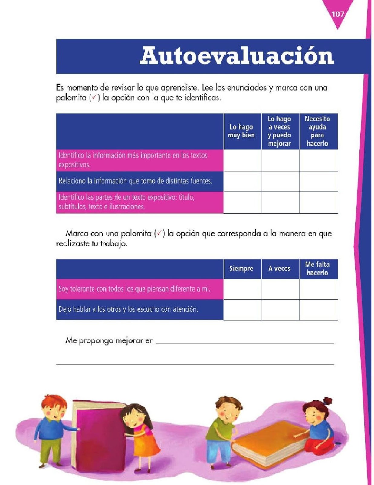 Autoevaluación – Bloque III – Español – 3ro. – Apoyo Primaria