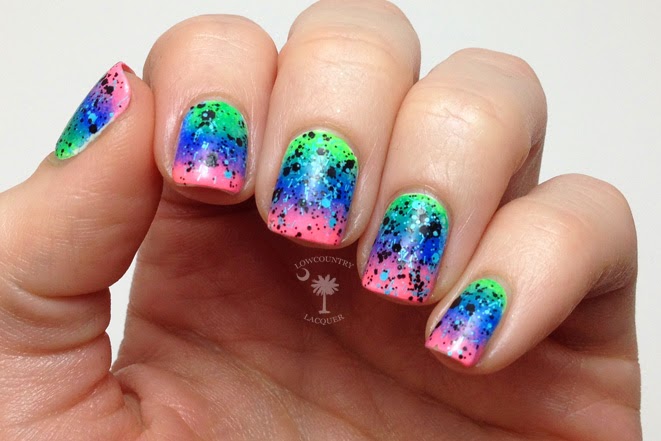 Neon Gradient with new Maybelline Street Art Glitter | Lowcountry Lacquer