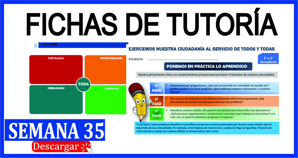 Fichas de trabajo de tutoría de 1° a 5° de secundaria semana 35 ...