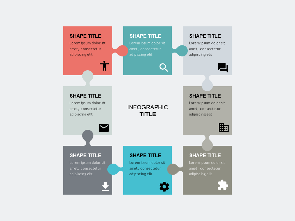 Square Jigsaw Connect PowerPoint Templates - PowerPoint Free