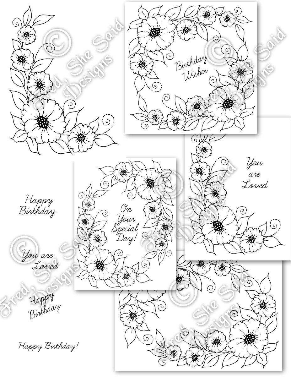 Fred, She Said Designs .... The Store: Doodled Floral Corner 1