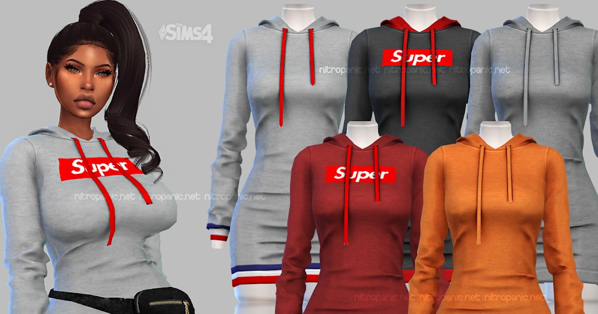 Short Dress Hoodie for The Sims 4