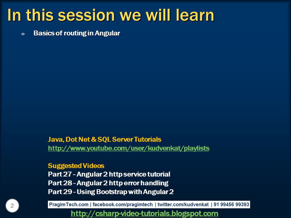 Sql Server Net And C Video Tutorial Angular 2 Routing Tutorial