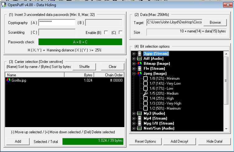 My Network Security Journal: Steganography (using OpenPuff v4.0)
