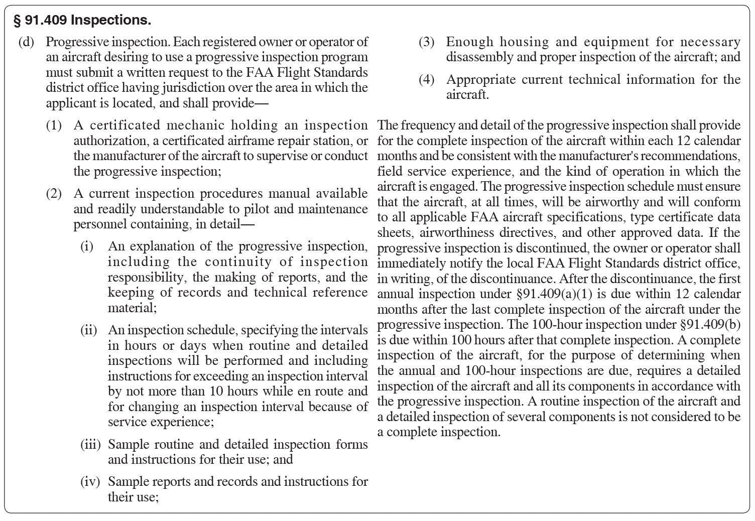 Aircraft Routine/Required Inspections