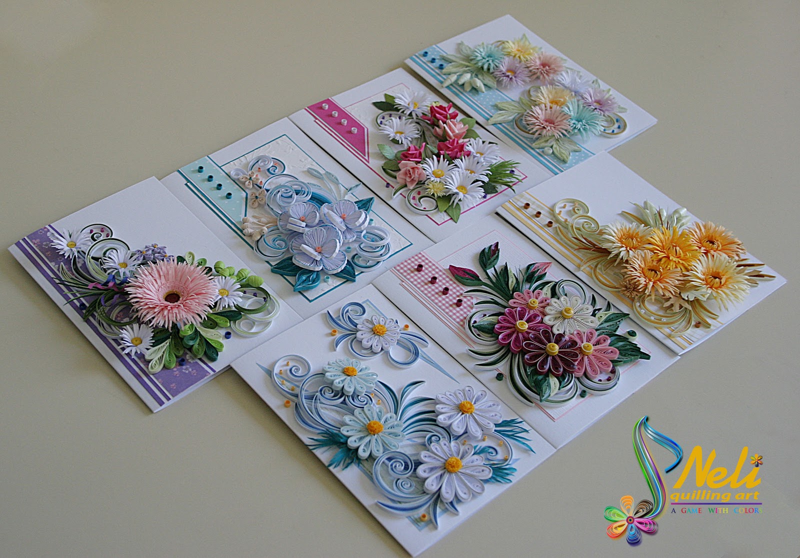 Neli Quilling Art: Quilling cards-flowers