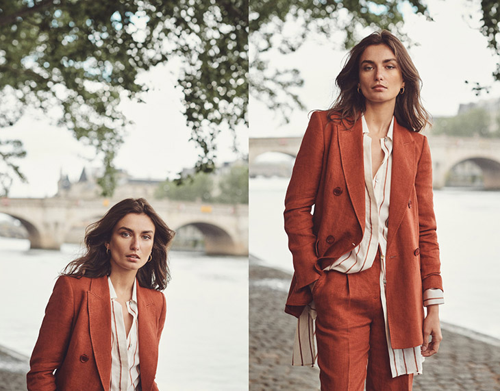 Andreea Diaconu models the Massimo Dutti Spring/Summer 2021 Lookbook