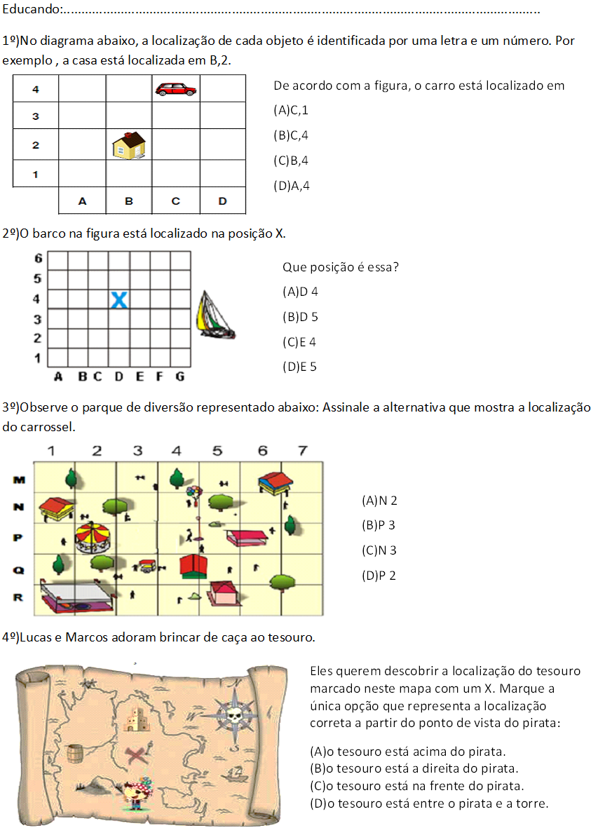 Atividade Sobre Localização 3 Ano - NAZAEDU