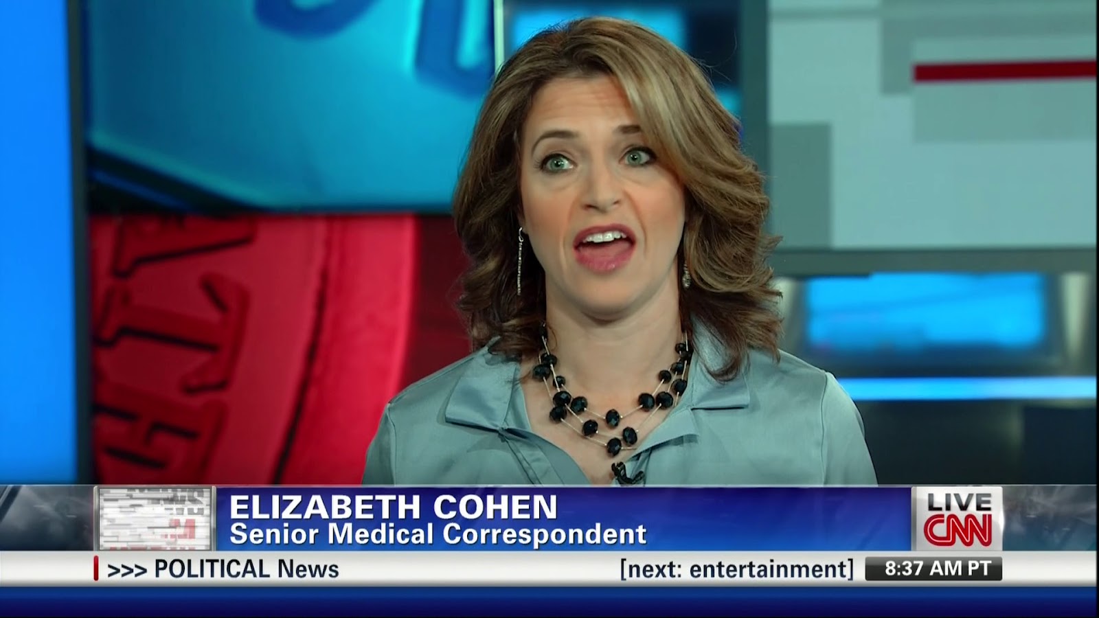 Ladies in Satin Blouses: elizabeth cohen - silver satin blouse