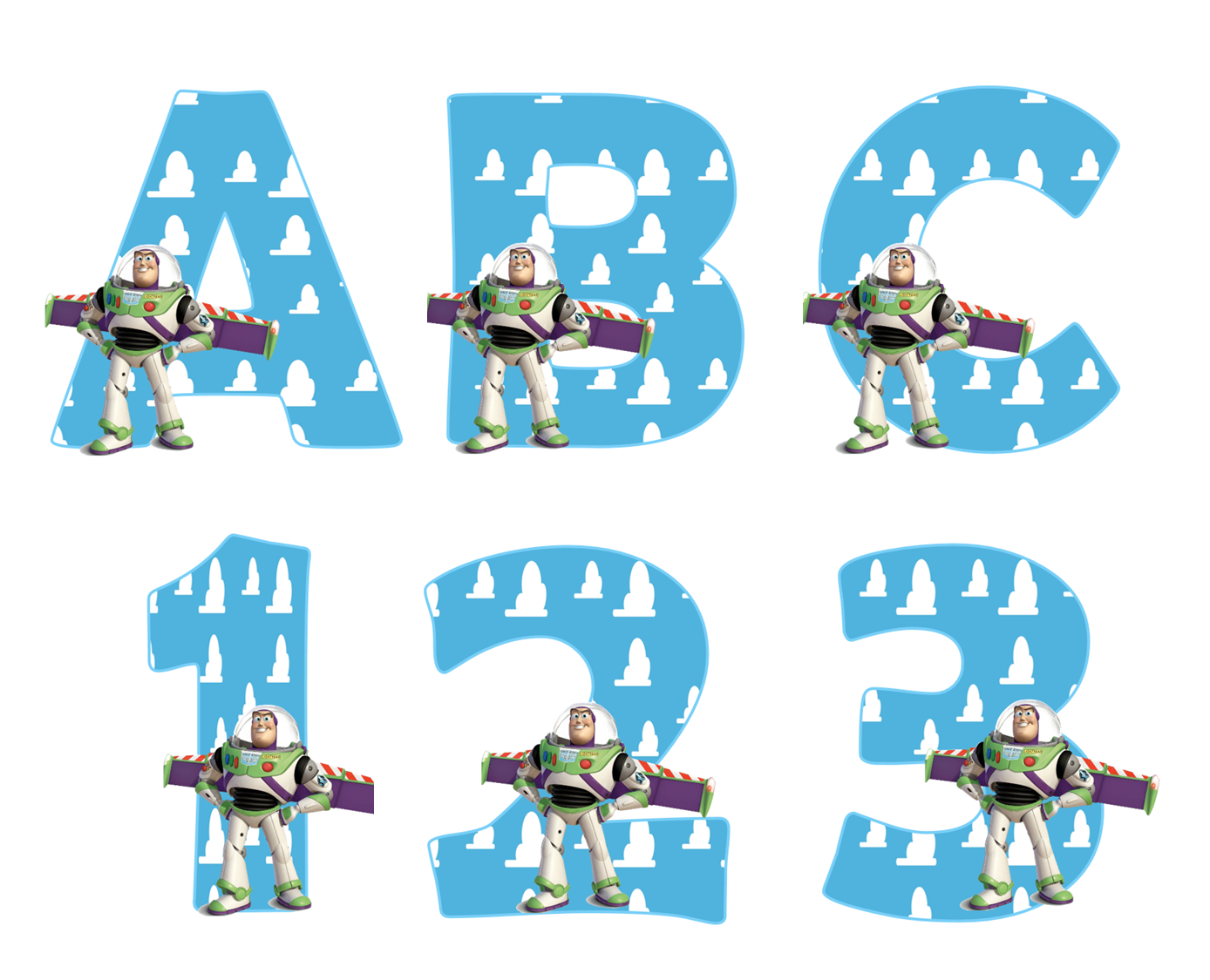 Kits imprimibles gratis : Abecedario y números Buzz Lightyear