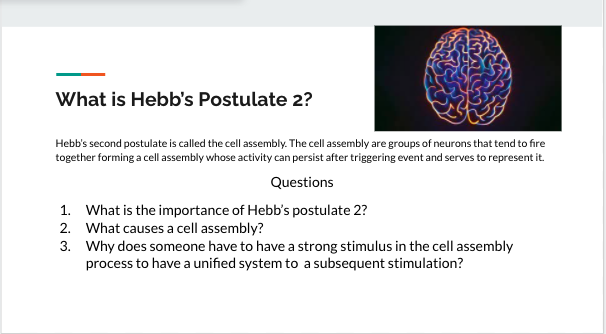 The Hebbian Learning Theory -"Hebb's Principle"