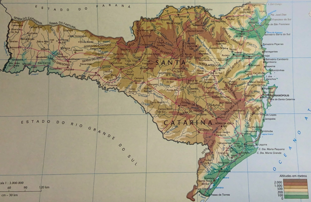Geografia Mapa Físico De Santa Catarina