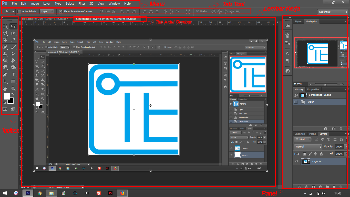 Belajar Photoshop Dasar | Mengenal Tampilan Photoshop