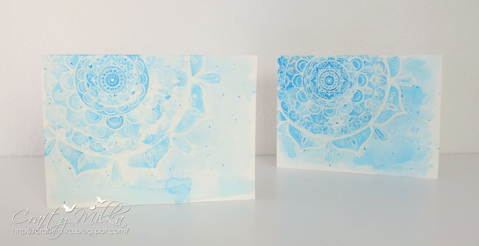 Crafty Milka: Watercolored Blue Mandala Cards