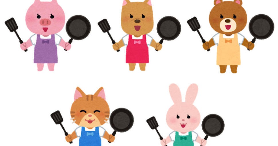 料理をする動物のキャラクター（女の子） | かわいいフリー素材集 いらすとや