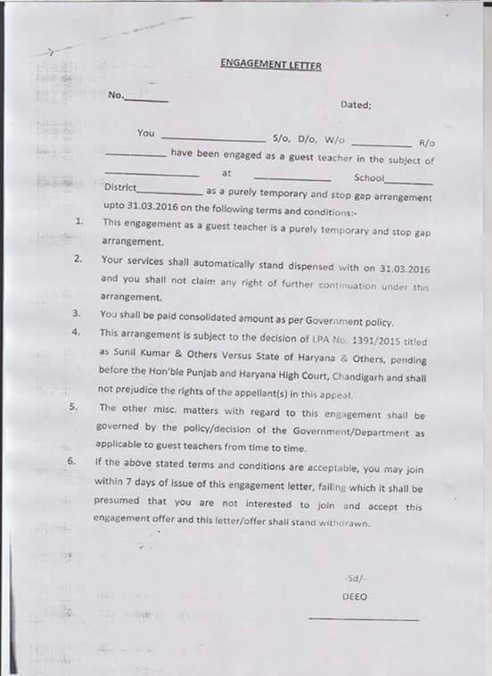 Surplus guest teachers joining performa and affadavit - Teacher Haryana ...