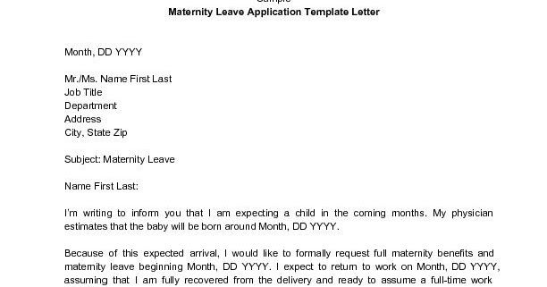 newletterdesign: A Sample Maternity Leave Letter Format Employee!