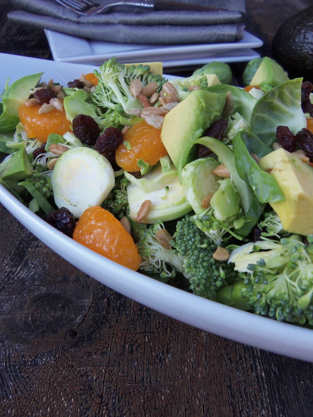 3squeezes: Broccoli & Brussel Sprout Salad with Mandarines, Raisins ...