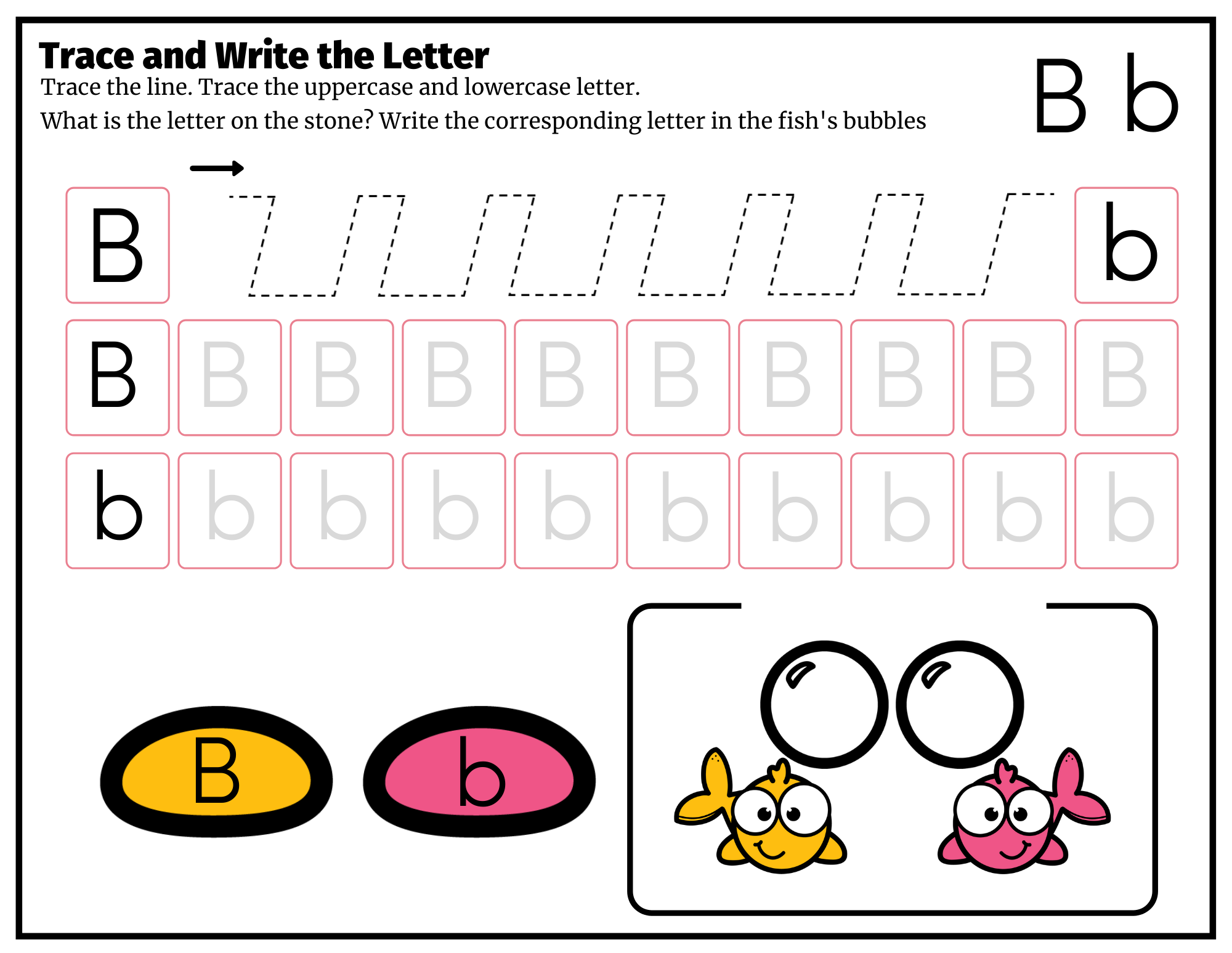 Hajar Tots: Fish in the Bowl Trace and Write the Letter