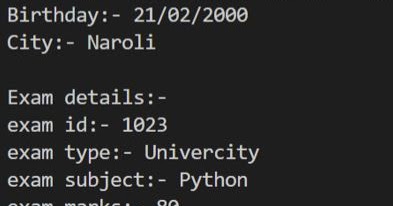 Create a class "student" with attributes like id, name, semester ...