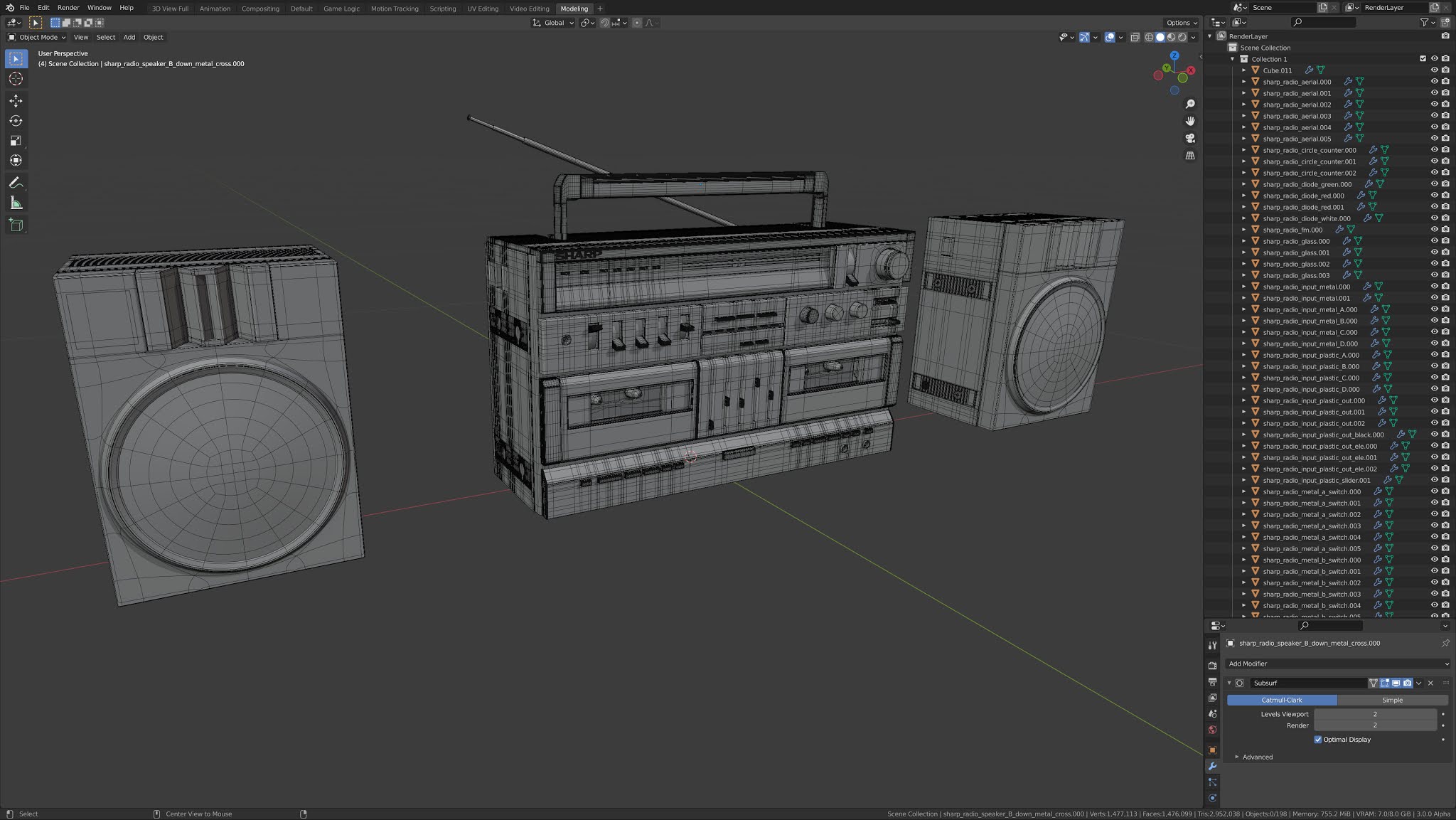 Sharp Old Cassette Radio Blender 3D Model Turbosquid | MDSANIMA