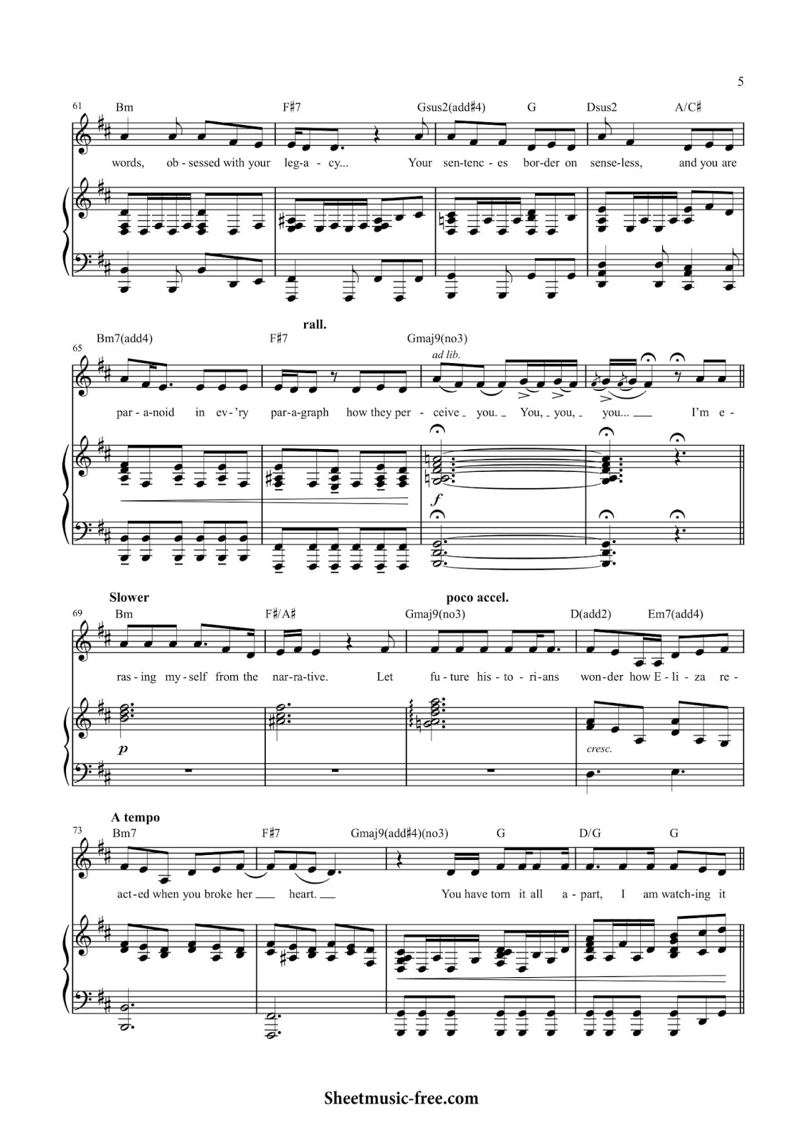 Hamilton Burn Sheet Music - Burn piano Hamilton #pianomusic | Piano ...