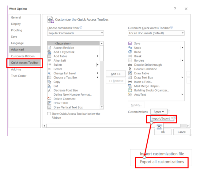 Peace of Mind: Word tip: how to export Quick Access Toolbar