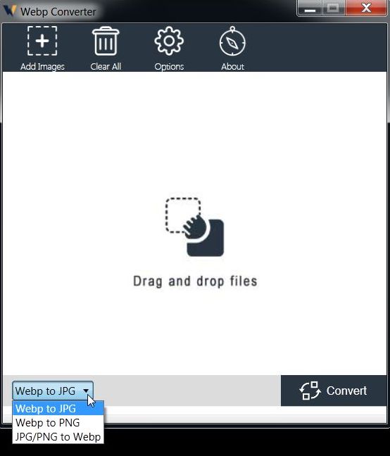 AnyWebP - Convert WebP to JPG, PNG and ICO Image Format in Bulk