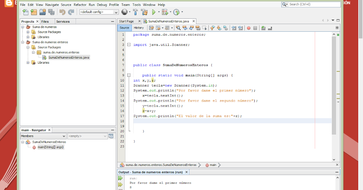 algoritmos y lenguaje de programacion: suma de numeros