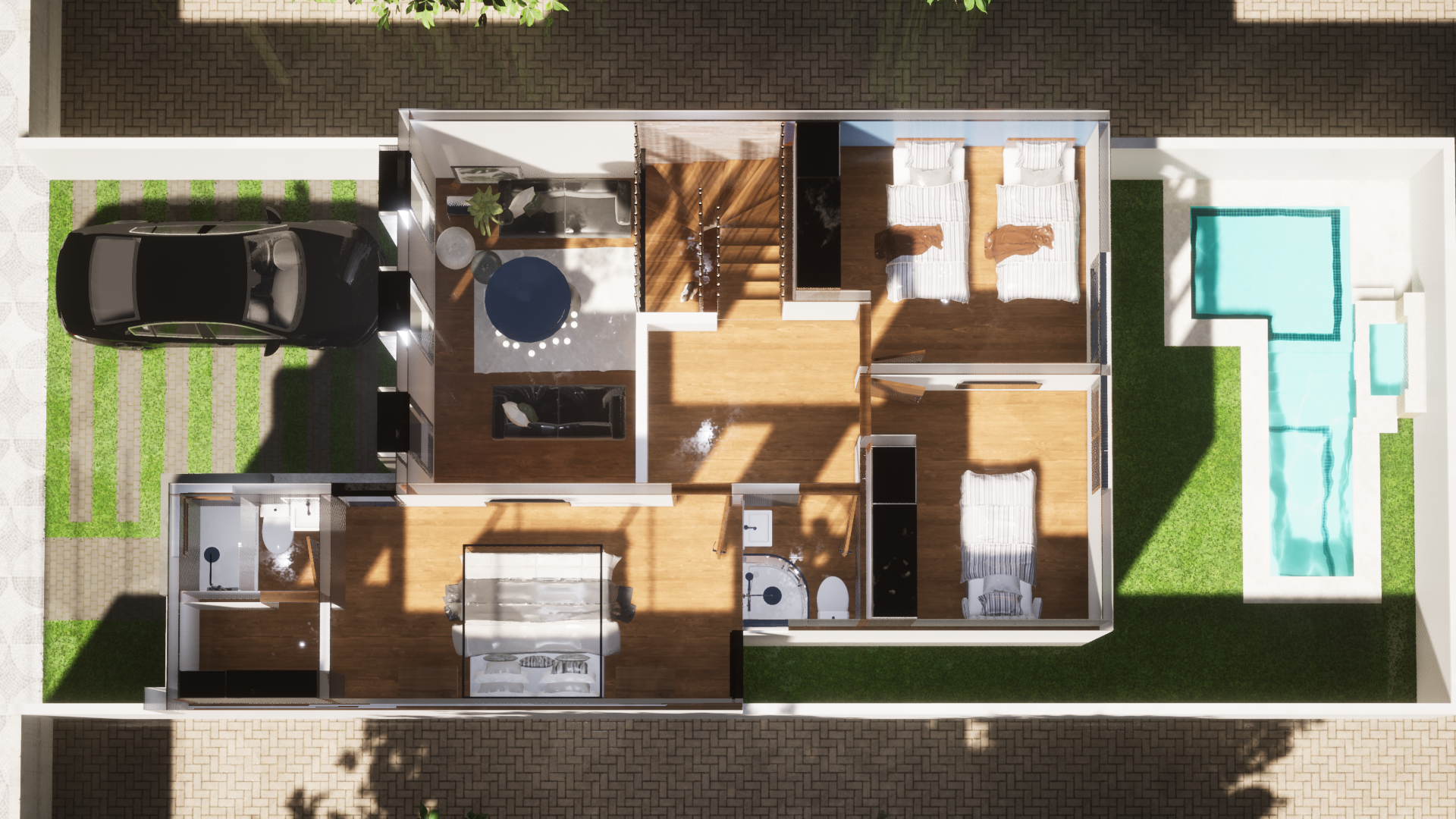 PLANO DE CASA DE 8 X 20 METROS A DOBLE ALTURA ArchTECH plano-de-casa-de-8-x-20-metros-a-doble-altura-archtech