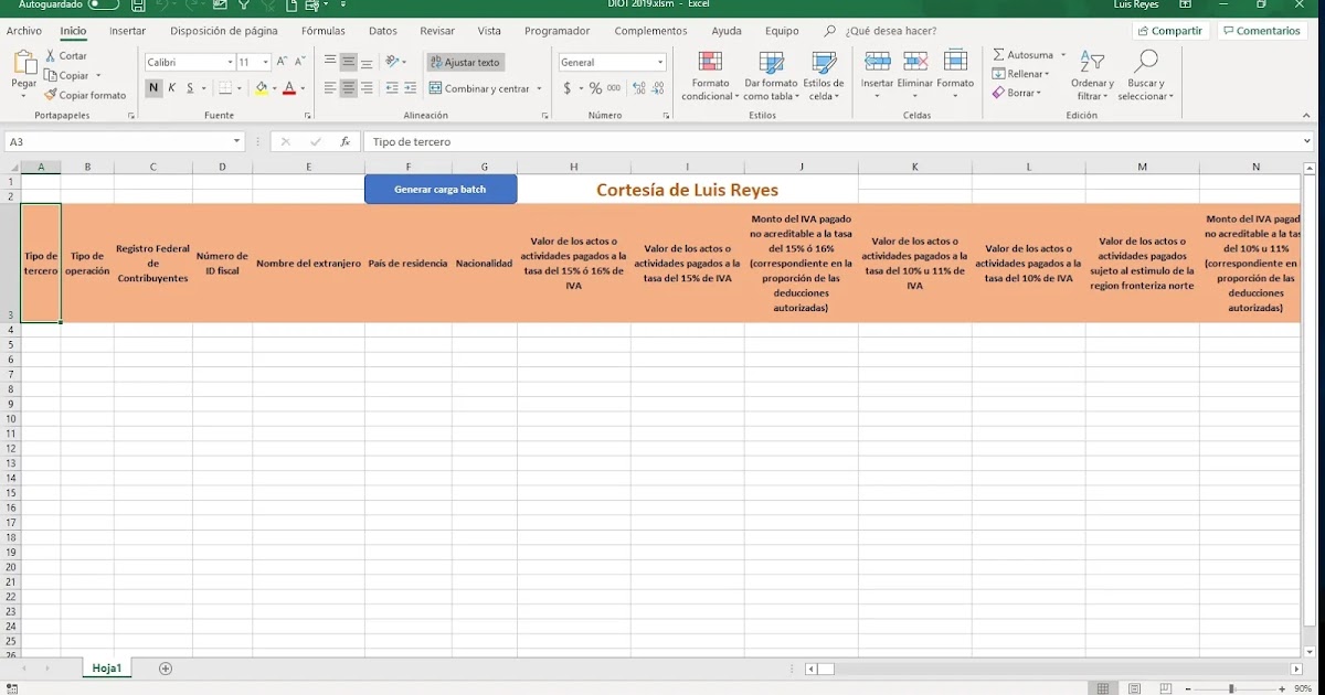 Carga batch DIOT 2019 | El blog de Luis Reyes