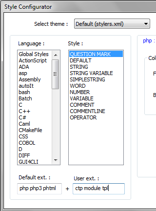Add file (ctp, module, tpl) extension to Notepad++