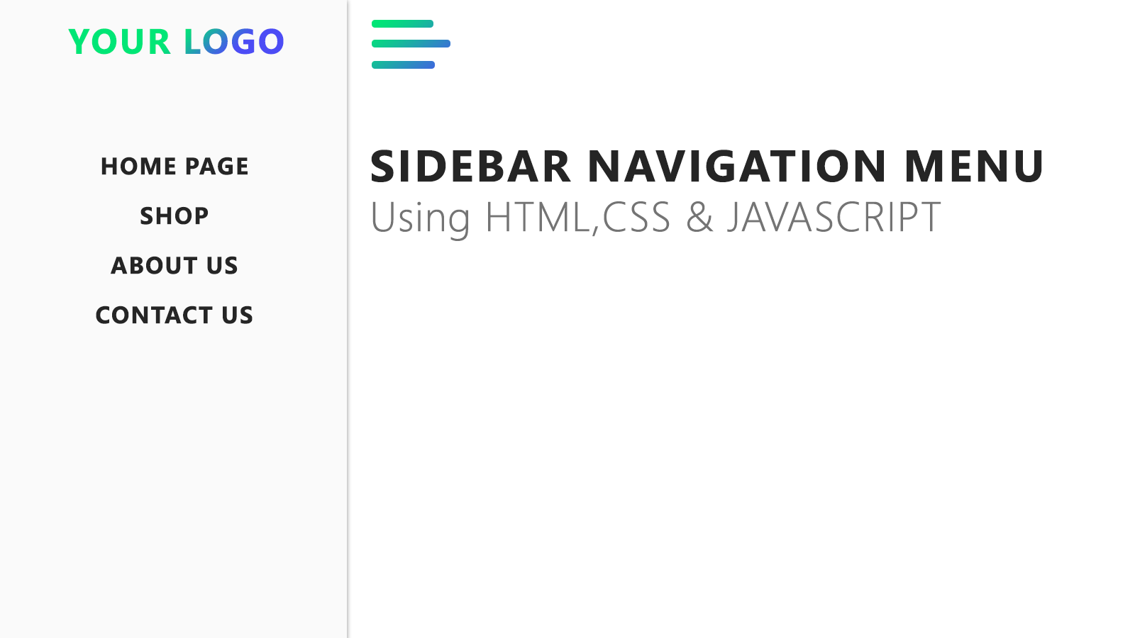 Make a Sidebar Navigation Menu using HTML,CSS and JAVASCRIPT - DoctorCode