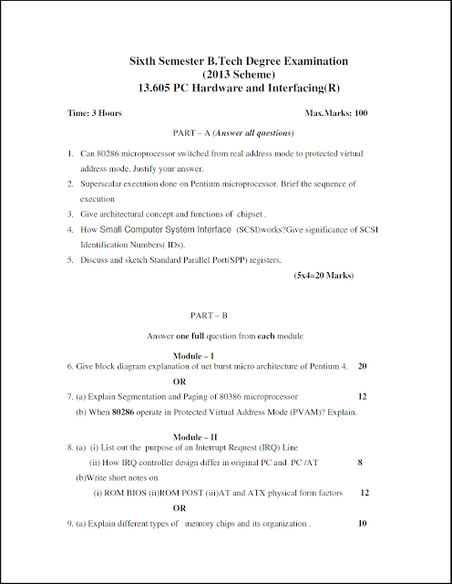 Kerala University B Tech Pc Hardware And InterFacing ( R ) 2016 ...