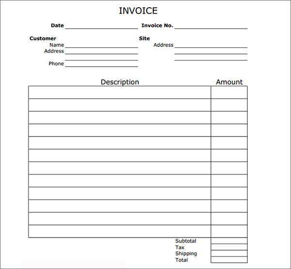 Blank Order Form Template Excel - Invoice Template