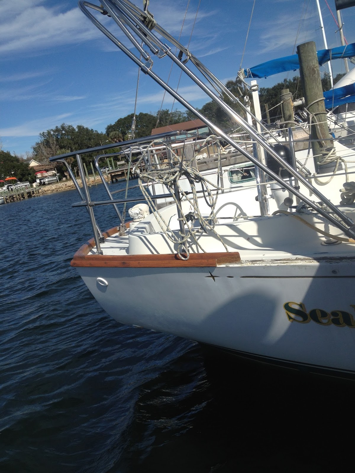 S/V Johanna Rose: New Teak Toe Rail