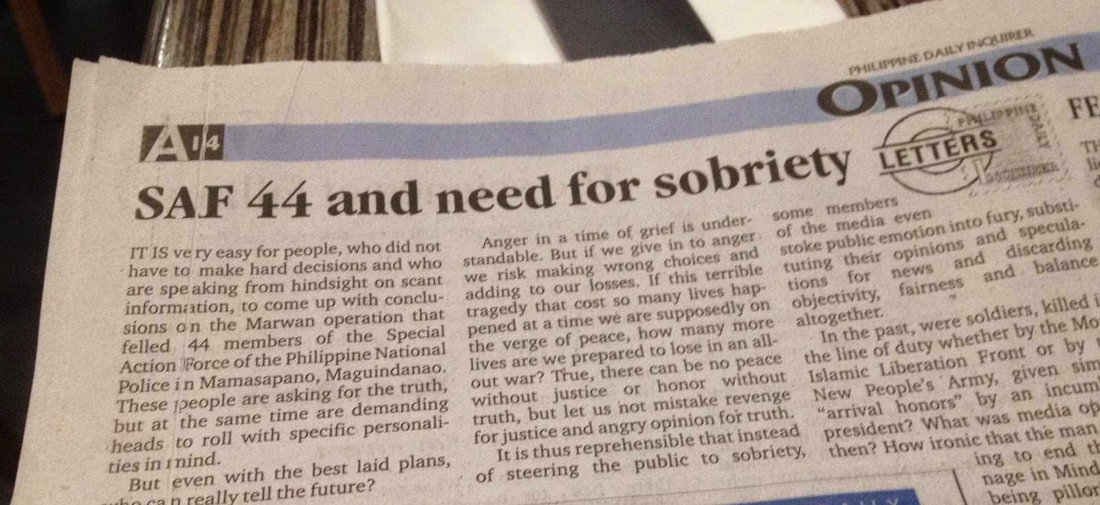 Fidel's Ismo: SAF 44 and the need for sobriety